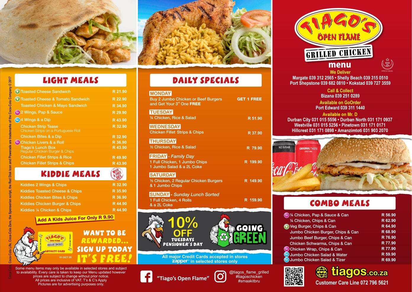 Menu - Tiago's Open Flame Grilled Chicken